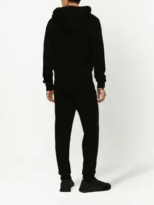 Dolce & Gabbana Wool-cashmere Hoodie With Logo Tag - Black