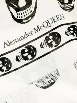 Alexander McQueen Skull-print Wool Scarf - White