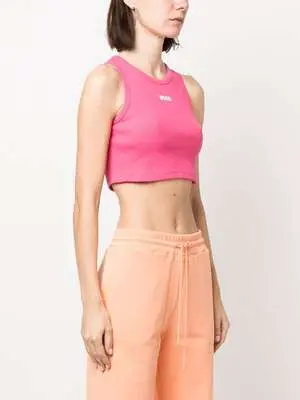 MSGM Logo Cropped Tank Top - Pink