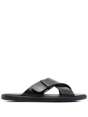 DOUCAL'S Open-toe Leather Sandals - Black