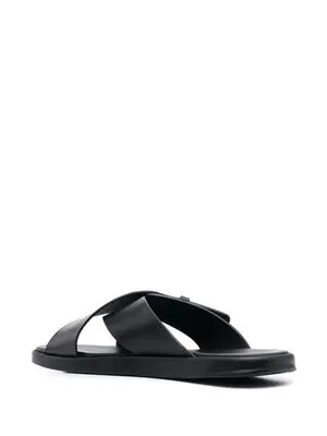 DOUCAL'S Open-toe Leather Sandals - Black