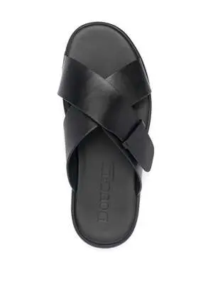DOUCAL'S Open-toe Leather Sandals - Black