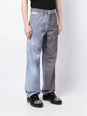 OBJECTS IV LIFE Two-tone Straight Denim Trousers