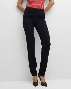 Emporio Armani Straight-leg Stretch Trousers - Navy
