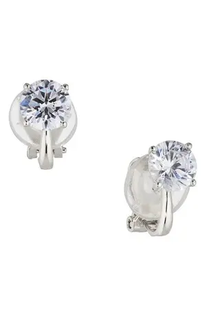Nadri Modern Love Round Clip-on Earrings - Rhodium
