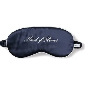 PETITE PLUME Maid Of Honor Embroidered Silk Sleep Mask - Navy