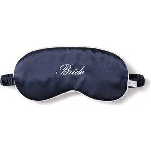 PETITE PLUME Bride Embroidered Silk Sleep Mask - Navy