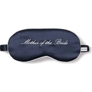 PETITE PLUME Mother Of The Bride Embroidered Silk Sleep Mask - Navy