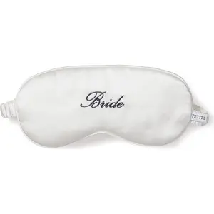 PETITE PLUME Bride Embroidered Silk Sleep Mask - White