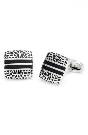 CLIFTON WILSON Hendry Geo Cuff Links - Black