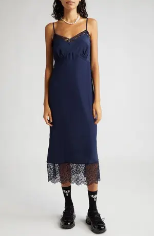 Simone Rocha Lace Trim Slipdress Navy