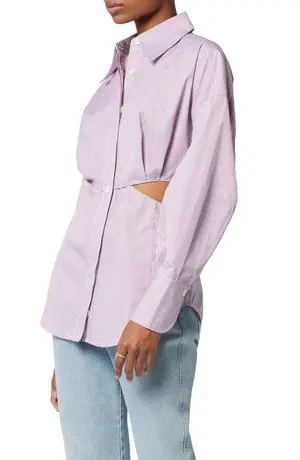 Equipment Alya Cutout Silk Button-up Shirt - Red Multi