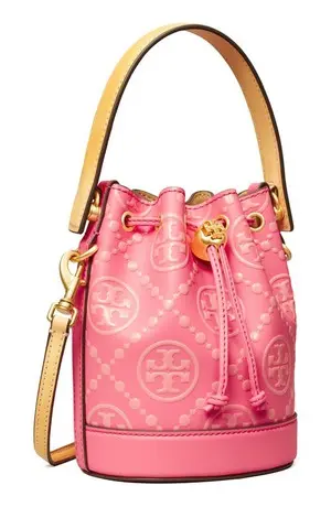 Tory Burch Mini T Monogram Embossed Bucket Bag