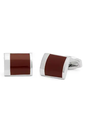 CLIFTON WILSON Square Cuff Links - Brown