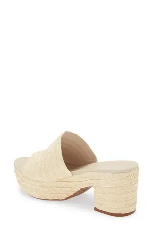 CHOCOLAT BLU Raffia Platform Slide Sandal - Cream Raffia