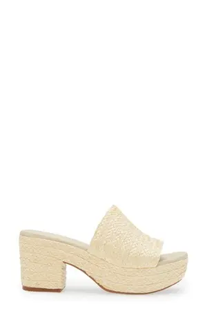 CHOCOLAT BLU Raffia Platform Slide Sandal - Cream Raffia