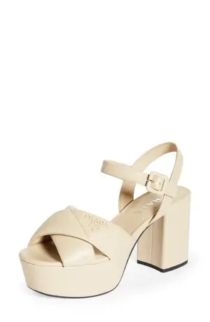 Prada Plateau Ankle Strap Platform Sandal