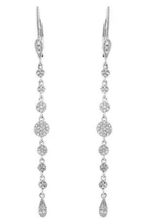 Meira T Diamond Disc Drop Earrings - Silver