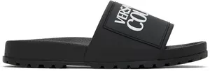 Versace Versace Jeans Couture Black Embossed Pool Slides - E899 Black