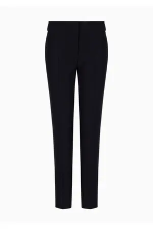Emporio Armani Technical Cady Flared 7/8 Trousers - Blue / Navy