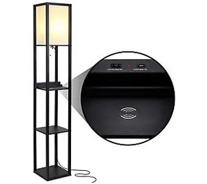 BRIGHTECH Maxwell Wireless Charger 63 In. Led S Helf Floor Lamp - One-color