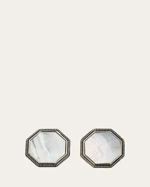 JAN LESLIE Octagon Mother-of-pearl Cufflinks - White
