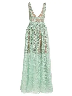 BRONX AND BRONCO Women's Megan Lace Maxi Dress - White  - Turquoise