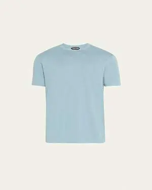 TOM FORD Lyocell-cotton Crewneck T-shirt Sky Blue