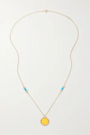 L’ATELIER NAWBAR 18-karat Rose Turquoise And Diamond Necklace - Yellow