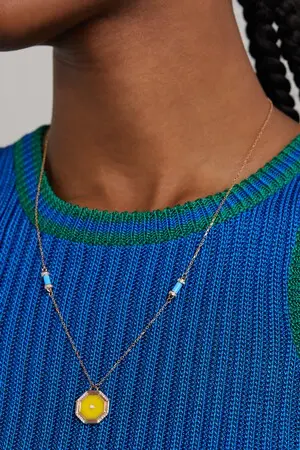 L’ATELIER NAWBAR 18-karat Rose Turquoise And Diamond Necklace