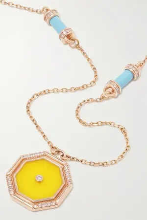 L’ATELIER NAWBAR 18-karat Rose Turquoise And Diamond Necklace