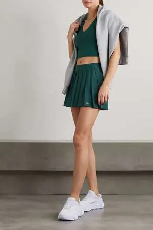 Alo Yoga Varsity Pleated Stretch-Jersey Tennis Skirt In Green - 45% Off |  Editorialist