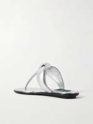 Emilio Pucci Padded Metallic Leather Thong Sandals - Silver