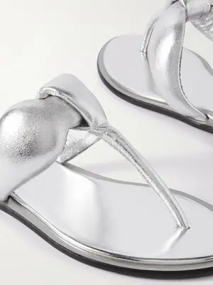 Emilio Pucci Padded Metallic Leather Thong Sandals - Silver