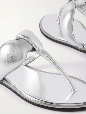 Emilio Pucci Padded Metallic Leather Thong Sandals - Silver