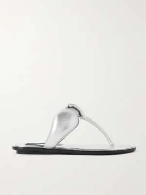 Emilio Pucci Padded Metallic Leather Thong Sandals - Silver