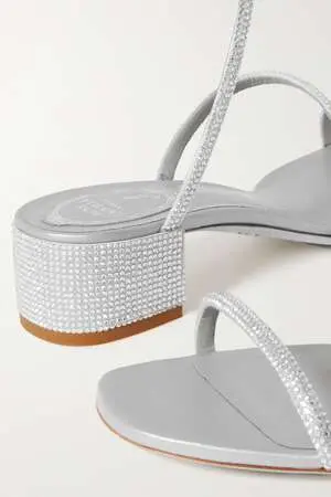 Rene Caovilla Cleo Crystal-embellished Satin Sandals