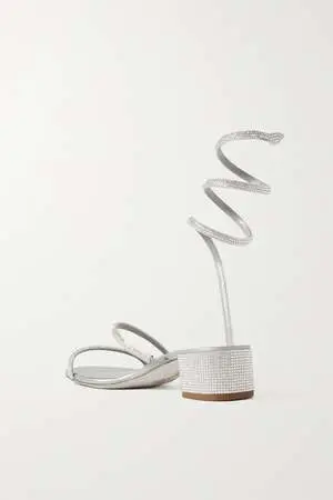Rene Caovilla Cleo Crystal-embellished Satin Sandals