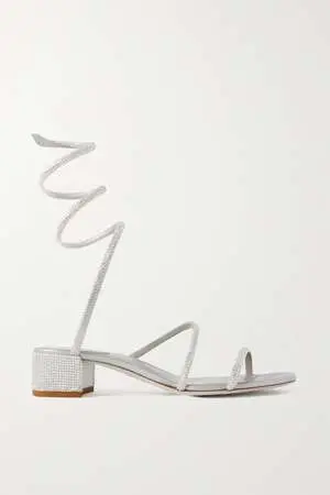 Rene Caovilla Cleo Crystal-embellished Satin Sandals