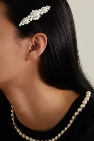 Simone Rocha - Faux Pearl-embellished Silver-tone Hair Clip
