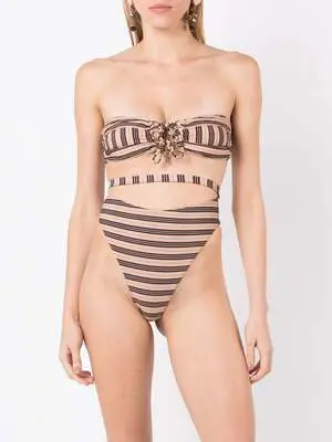 AMIR SLAMA Stripe-print Bandeau Bikini