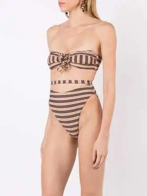 AMIR SLAMA Stripe-print Bandeau Bikini