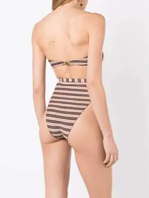 AMIR SLAMA Stripe-print Bandeau Bikini