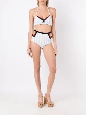 AMIR SLAMA Crochet-trim Striped Bikini Set