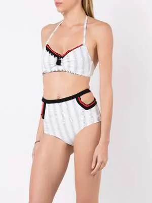 AMIR SLAMA Crochet-trim Striped Bikini Set