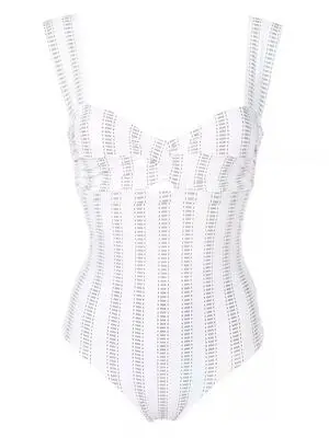 AMIR SLAMA Stripe-print Swimsuit - White
