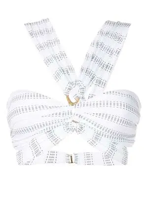 AMIR SLAMA Striped Bandeau Bikini Top - White