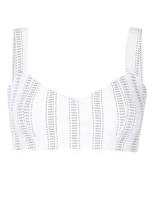 AMIR SLAMA Striped Bikini Top - White