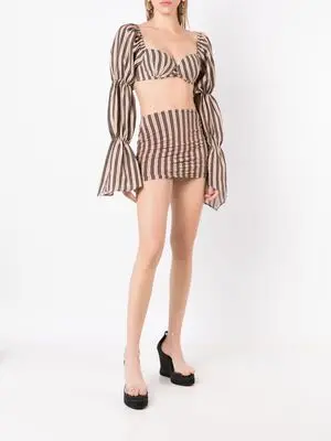 AMIR SLAMA Stripe-print Cropped Blouse