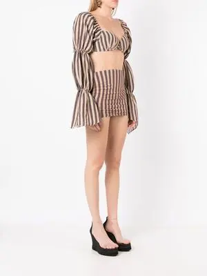 AMIR SLAMA Stripe-print Cropped Blouse
